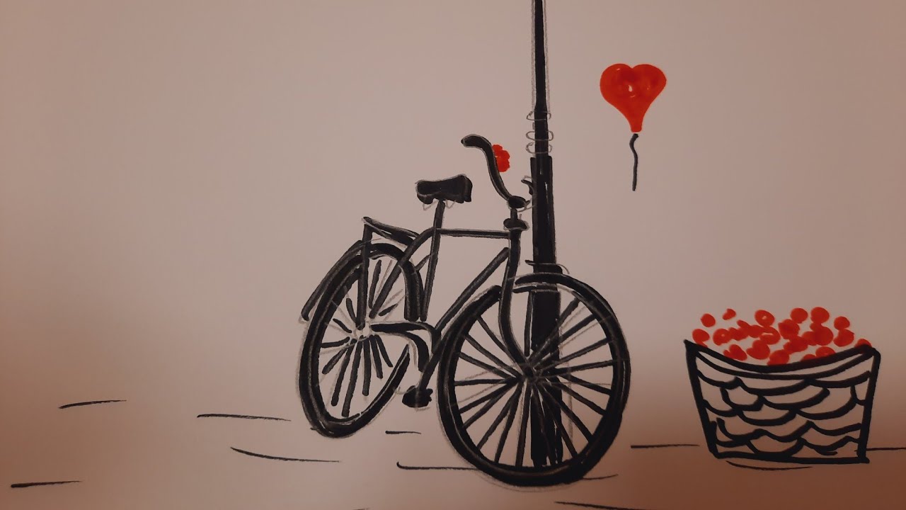 Pencil Sketch / How to Draw Bicycle / Drawing Tutorial - YouTube