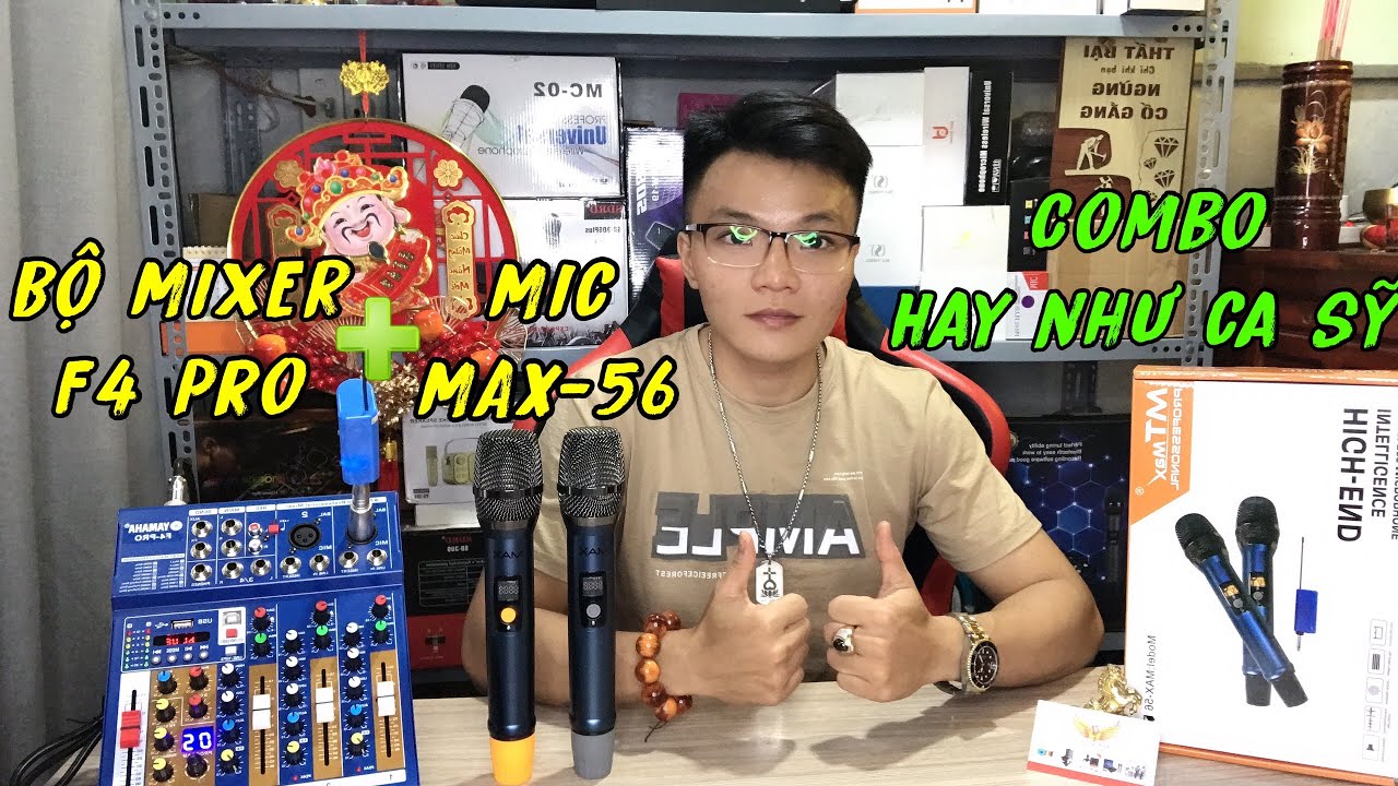 BỘ Mixer F4 Pro & Micro Không Dây Max56 Karaoke Cực Hay Cho Dàn Amply ...