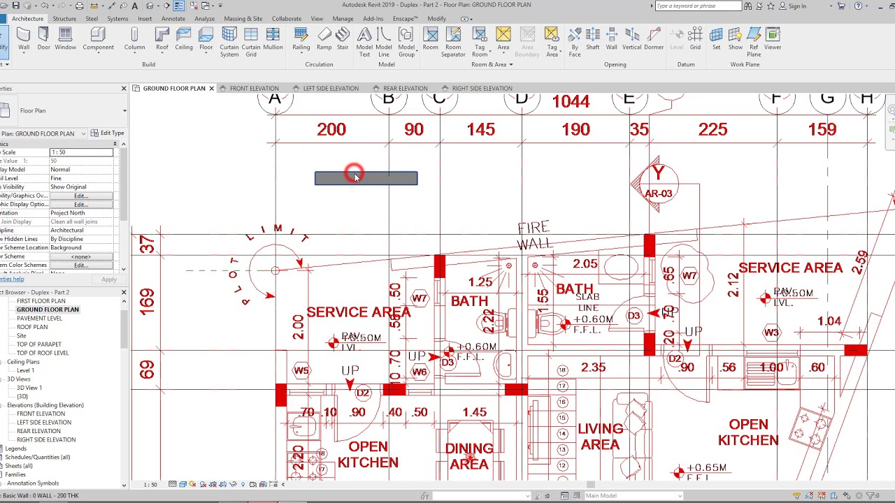 Duplex House in Revit_Grid Lines and Walls - Part 2 - YouTube