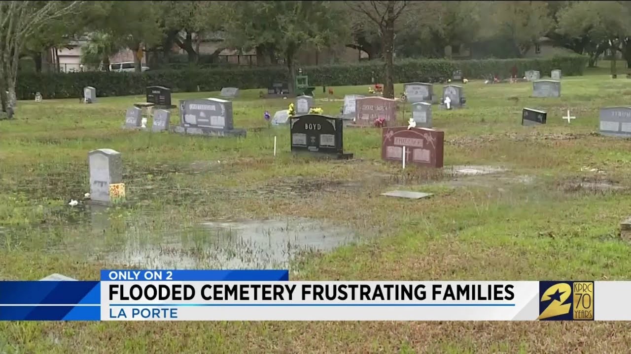 Flooded cemetery frustrating families - YouTube