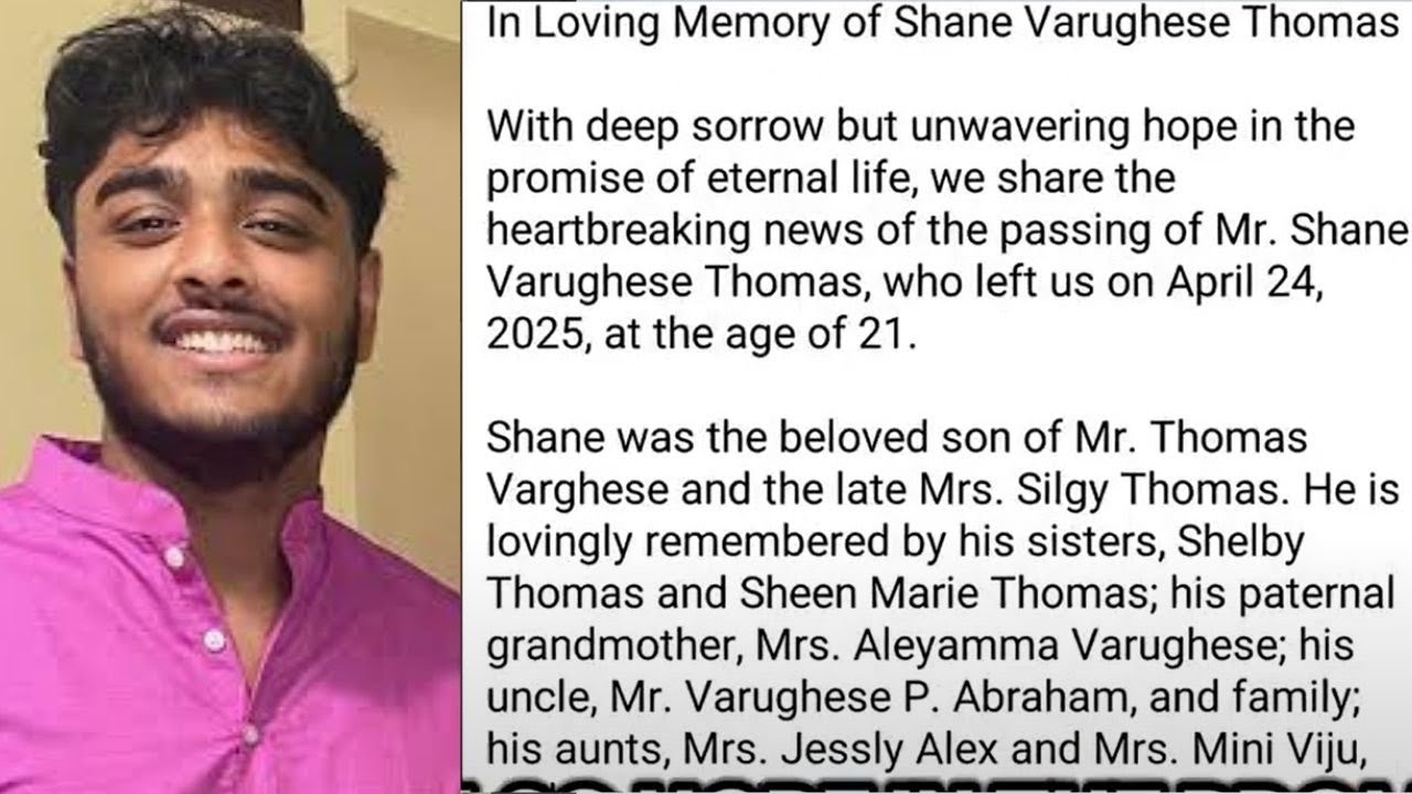 Shane Varughese Thomas Died In Accident । In Memory Of Shane Varughese ...