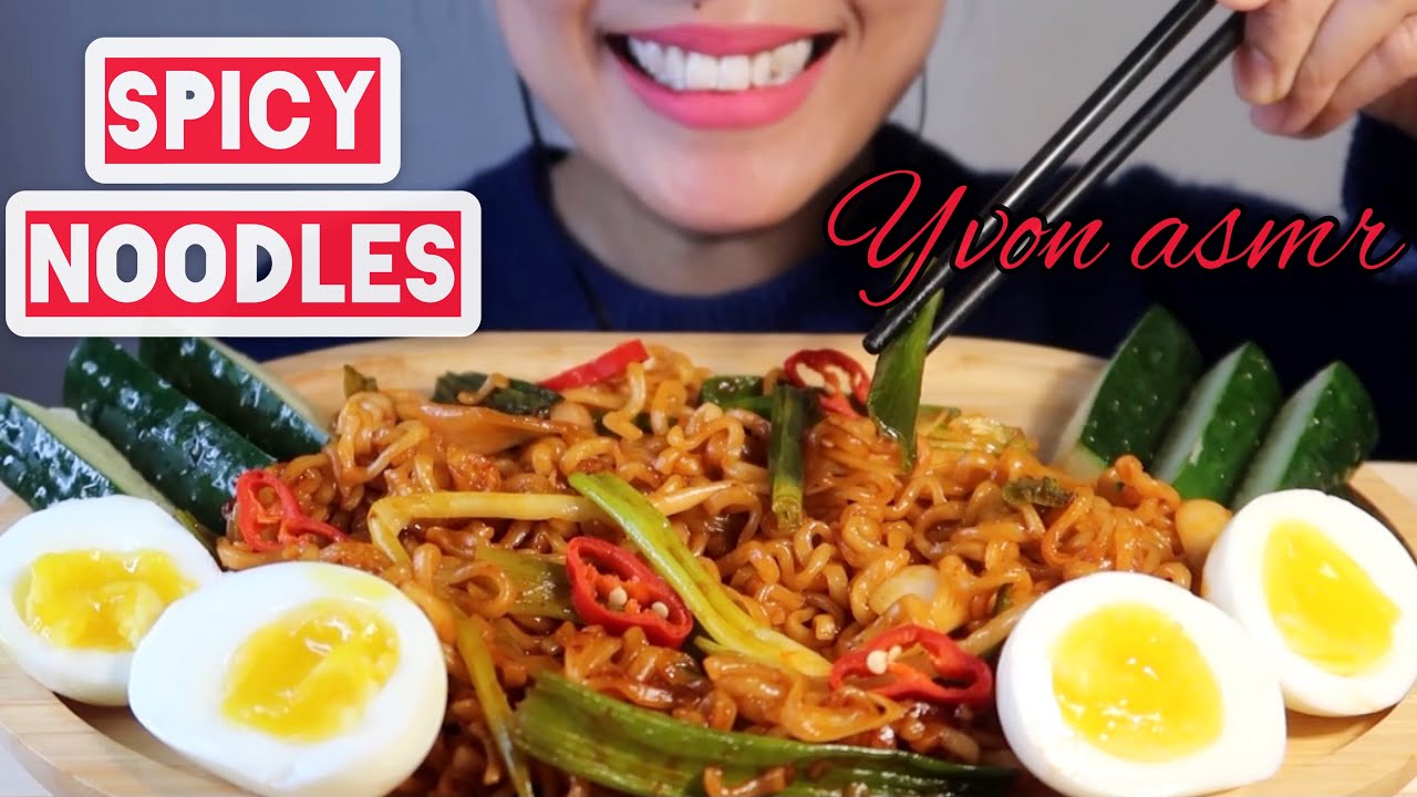 SPICY NOODLES - Samyang x2 - Eating SOUNDS - YVON ASMR - YouTube