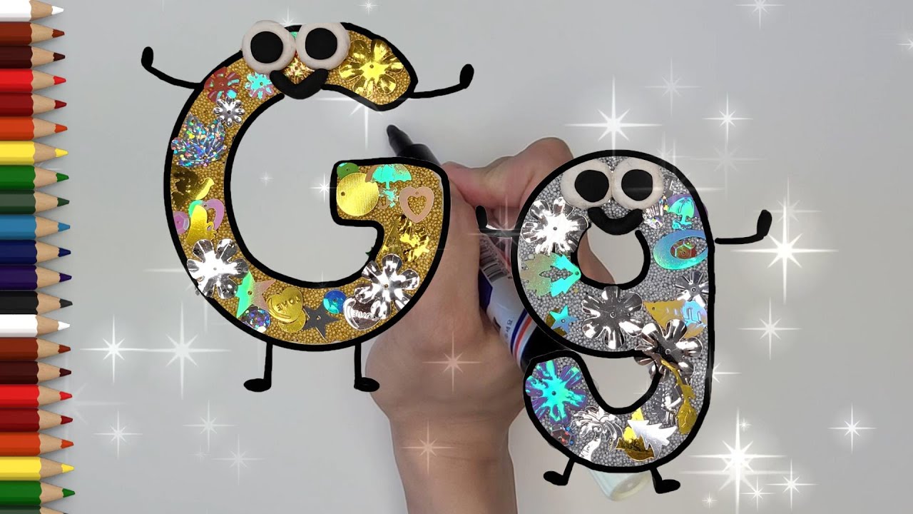 How to draw alphabet G with foam beads and spangles | how to write ...