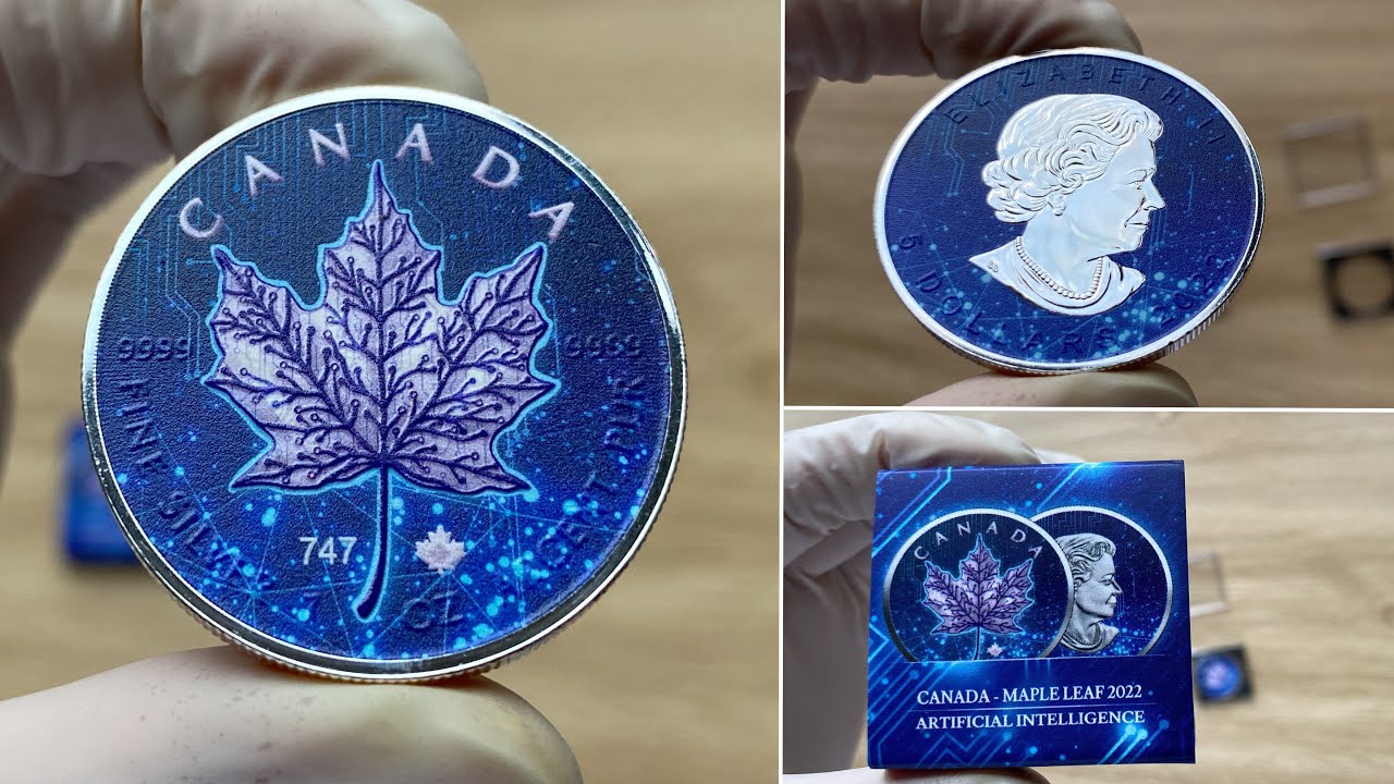 Artificial Intelligence Edition Canadian Maple Leaf 2022 1 Oz Silver UV Effect Coin - YouTube
