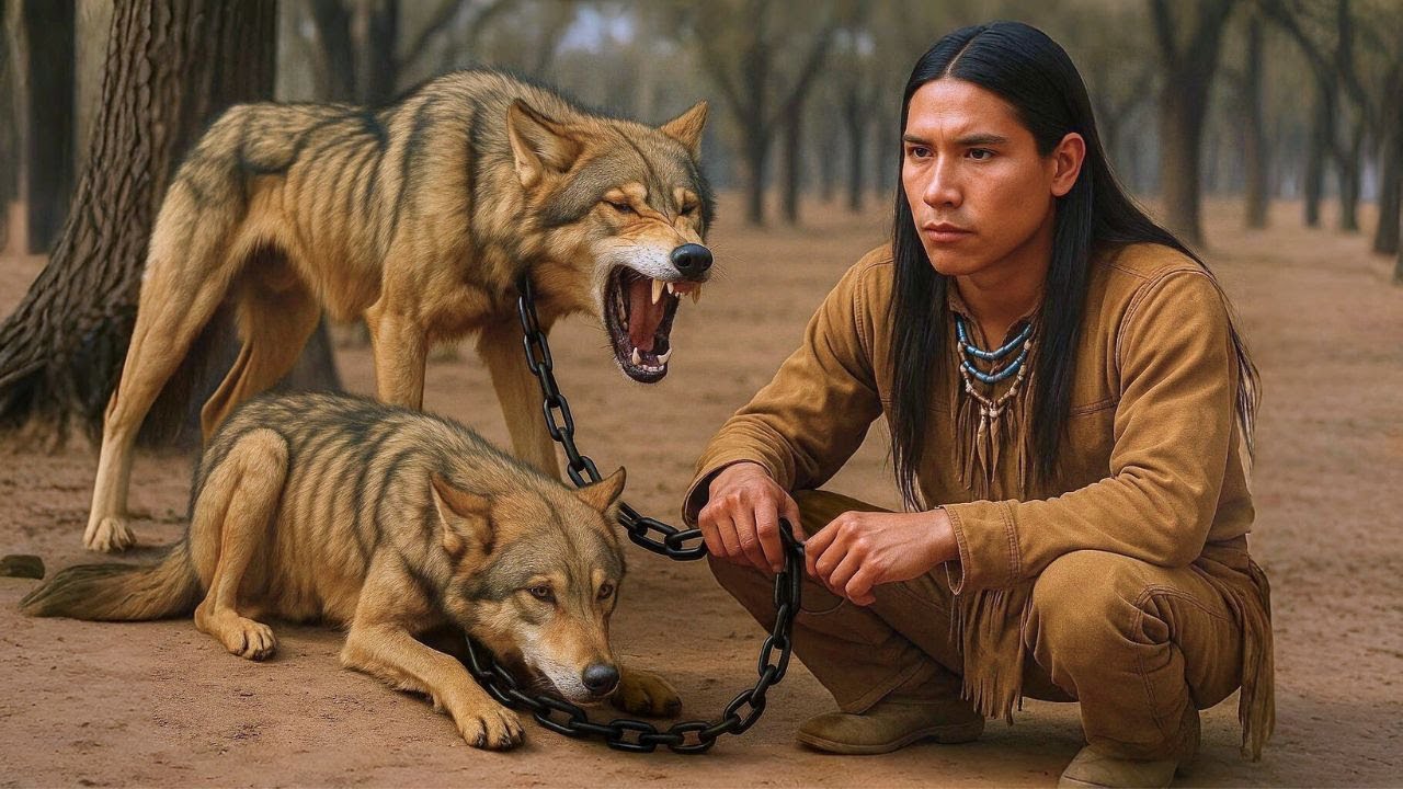 Un Apache encuentra a un lobo encadenado con su cachorro… lo que pasó ...
