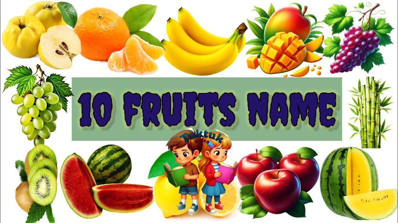 10 cartoon fruits name colour and uske faide cartoon video for kids ...