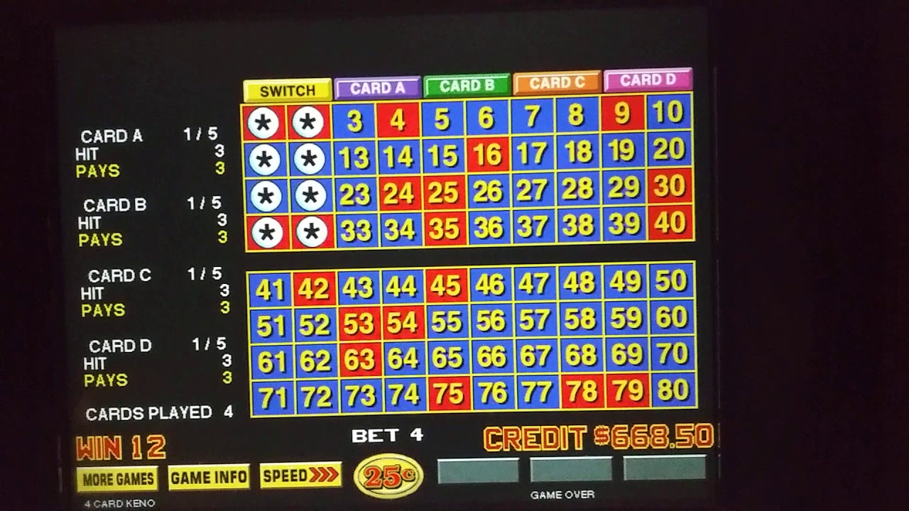 Four Card Keno: 5 Spot L Pattern 2-22-20 - YouTube