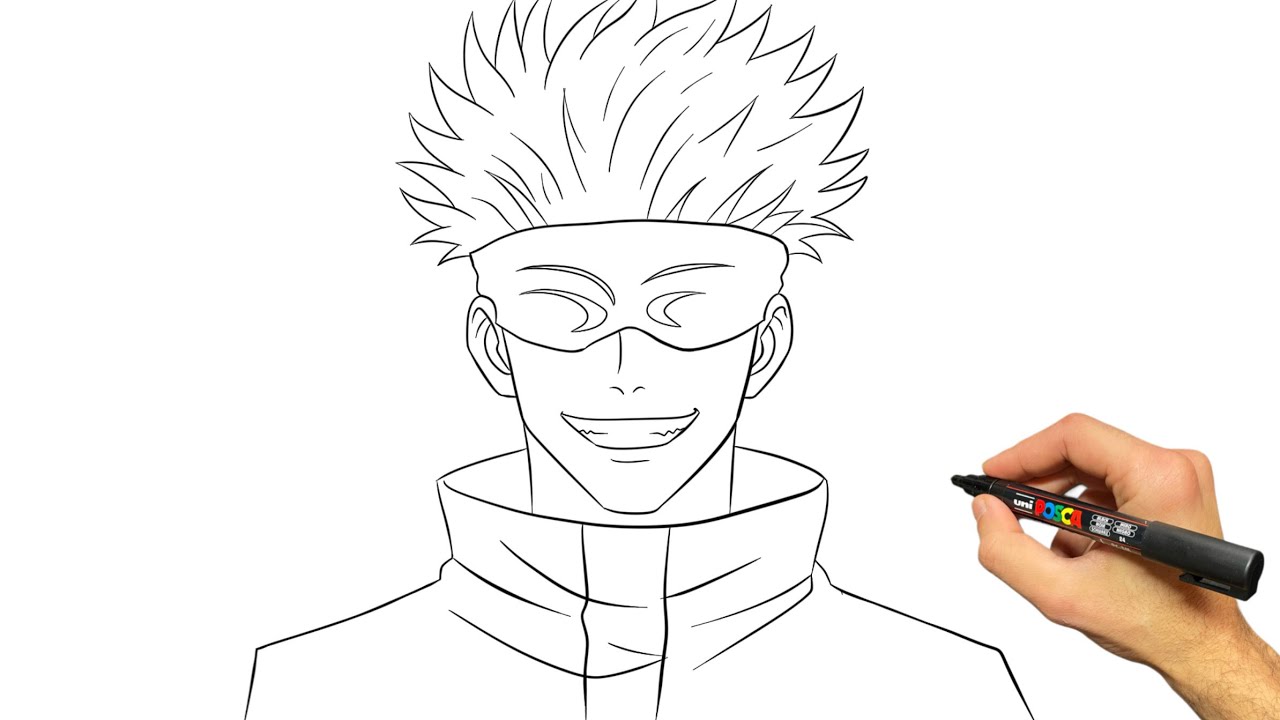 How to draw Satoru Gojo - Step By Step Easy Tutorial (front view) - YouTube