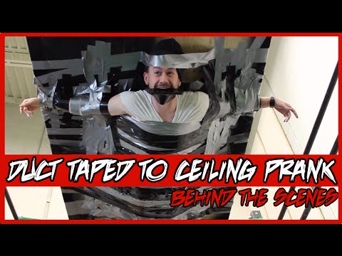 CRAZY DUCT TAPED TO CEILING PRANK!! | BTS - YouTube