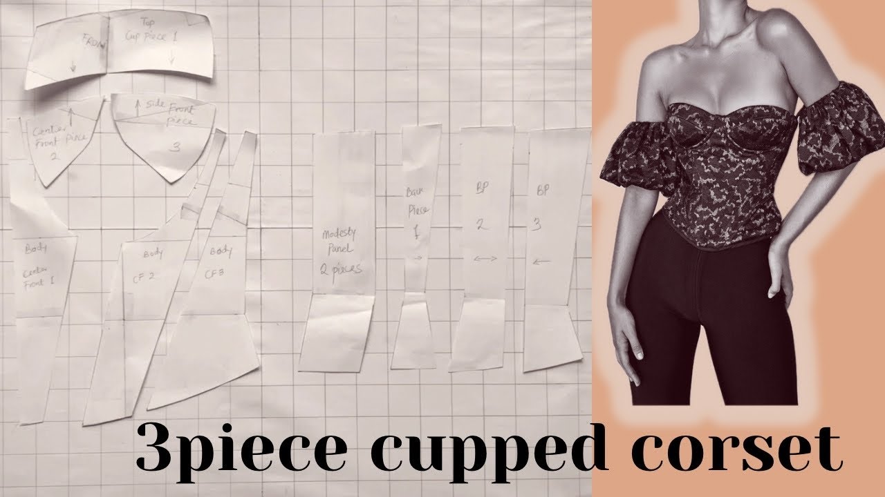 3 piece cupped corset tutorial | pattern drafting a cupped corset | easy tutorial - YouTube