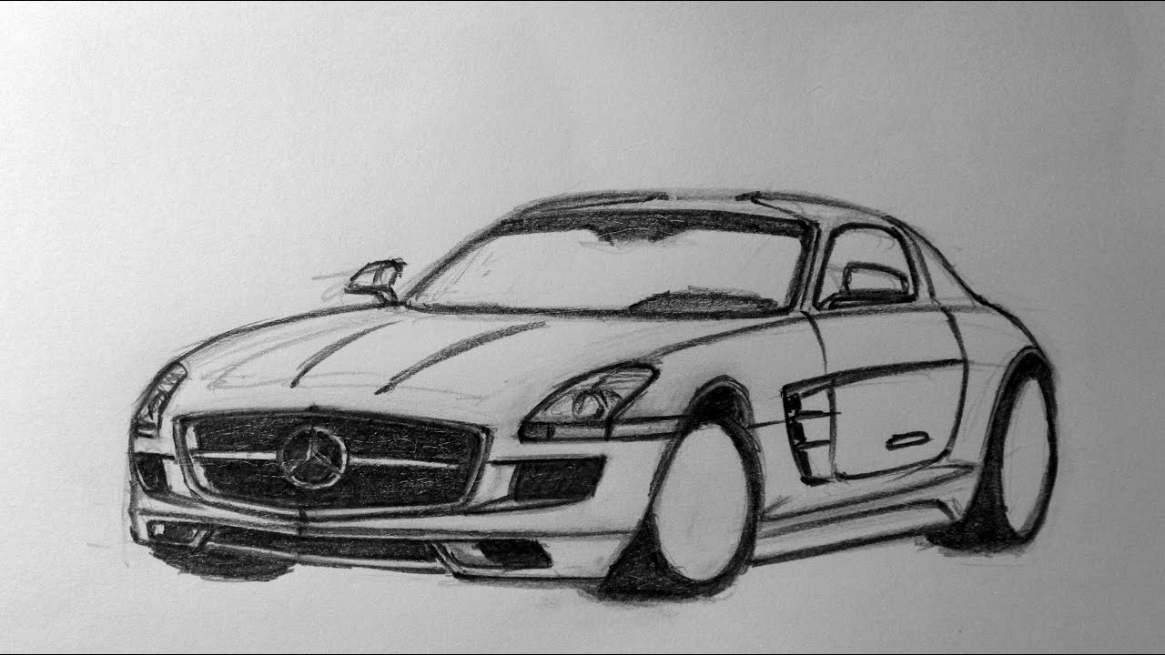 Mercedes Benz SLS Sketch - YouTube