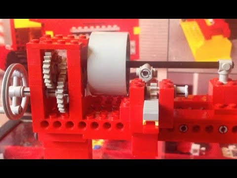 Lego lathe building instructions and demonstration - YouTube