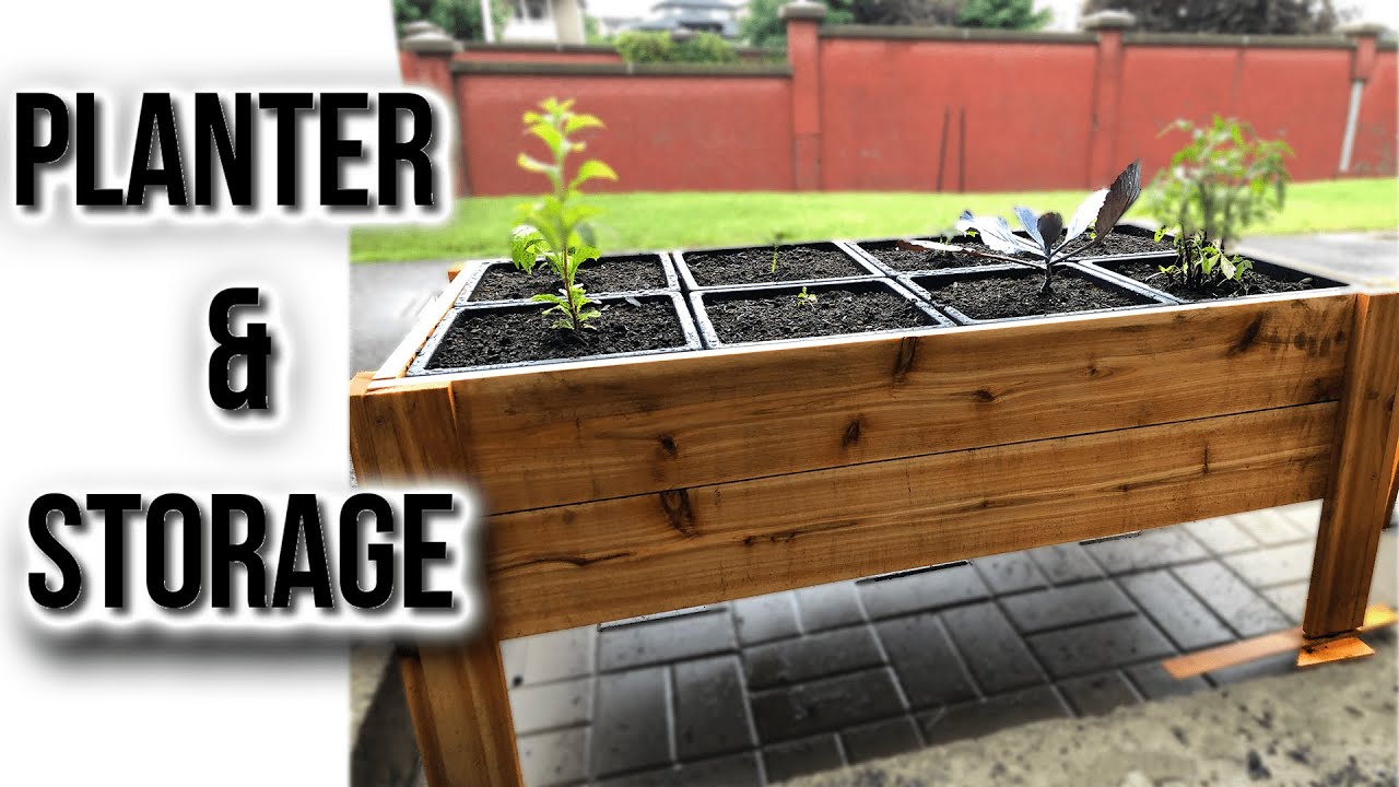 Large Garden Planter Box with Storage Options | Woodworking - YouTube