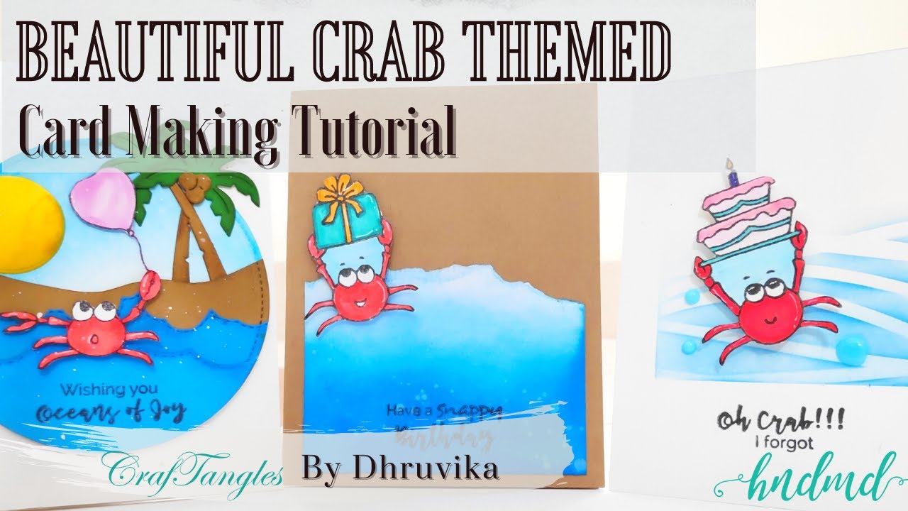 Reuse the scraps and create 3 crab themed cards - YouTube