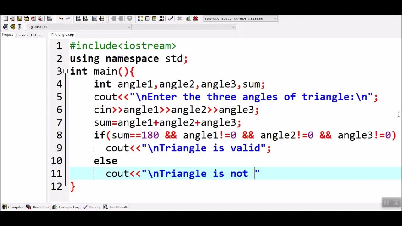 How to check whether the triangle is valid or not in C++ - YouTube
