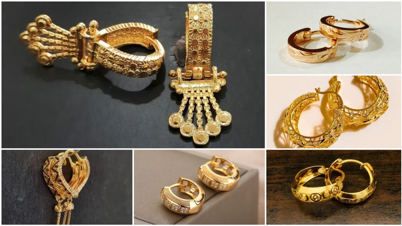 latest gold hoop earrings designs with weight and price || hanging bali ...