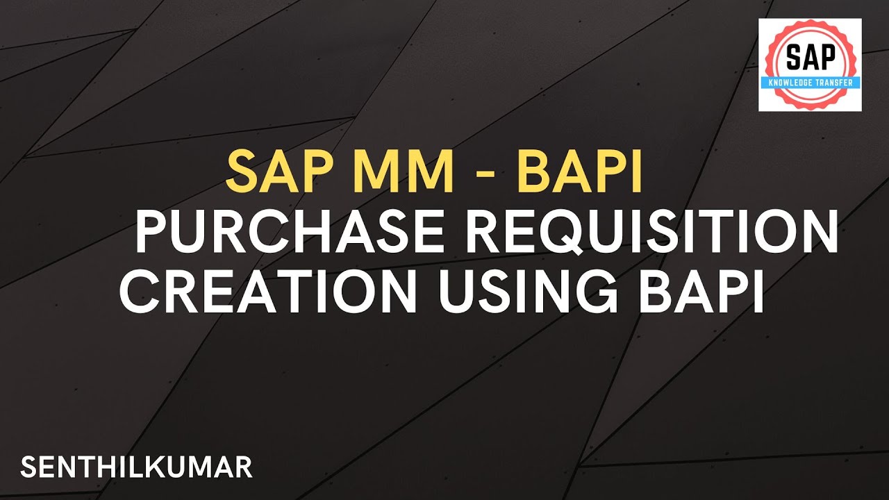 Sap Mm Create Purchase Requisition Via Using Bapi Bapi For Pr Youtube