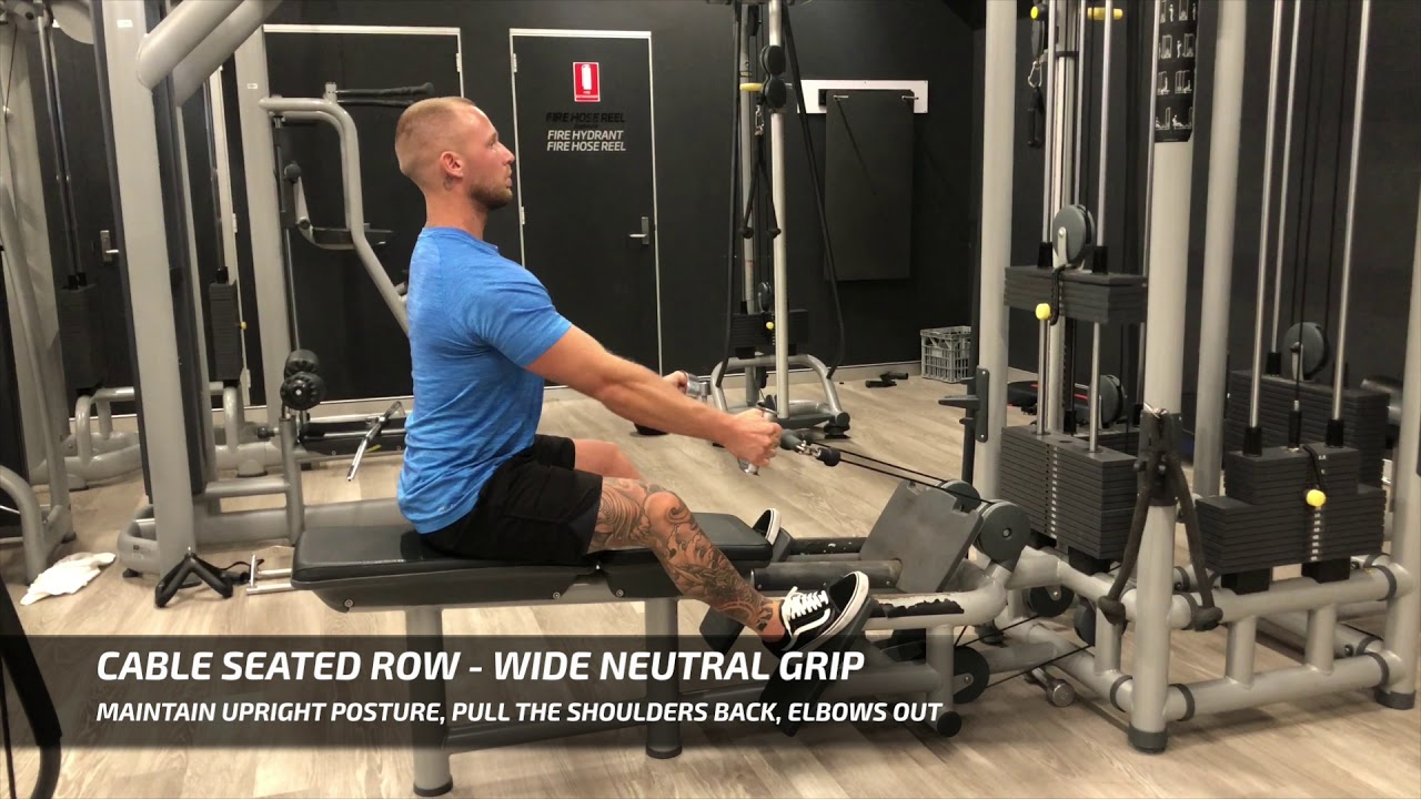 EXERCISE TUTORIAL: Cable Seated Row - Wide Neutral Grip - YouTube