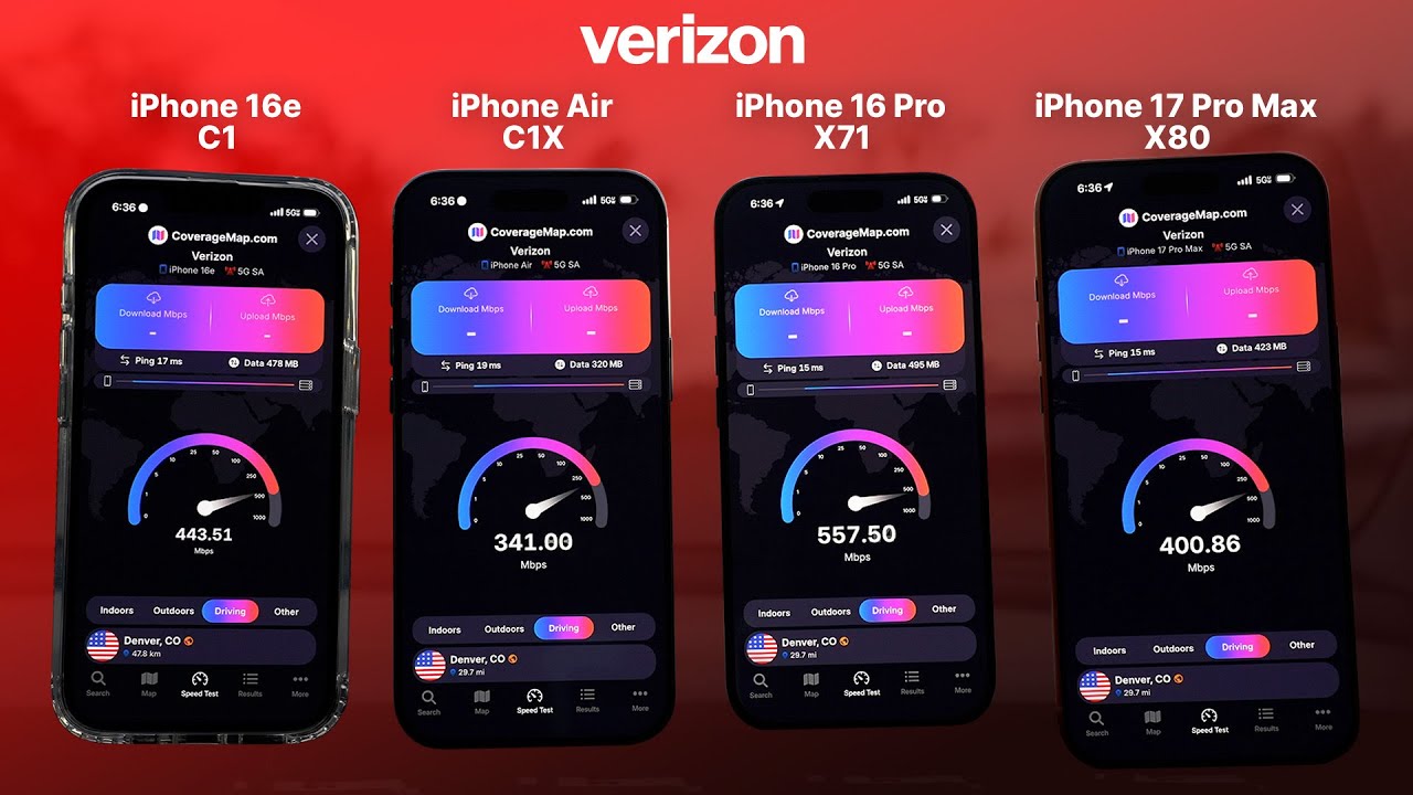 Apple C1 vs. C1X vs. X71 vs. X80 Cellular Modem Test on Verizon 5G ...