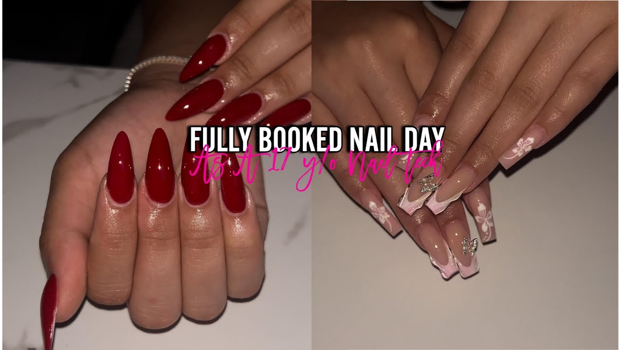 Day In The Life of A Fully Booked 17 y/o Nail Tech - YouTube