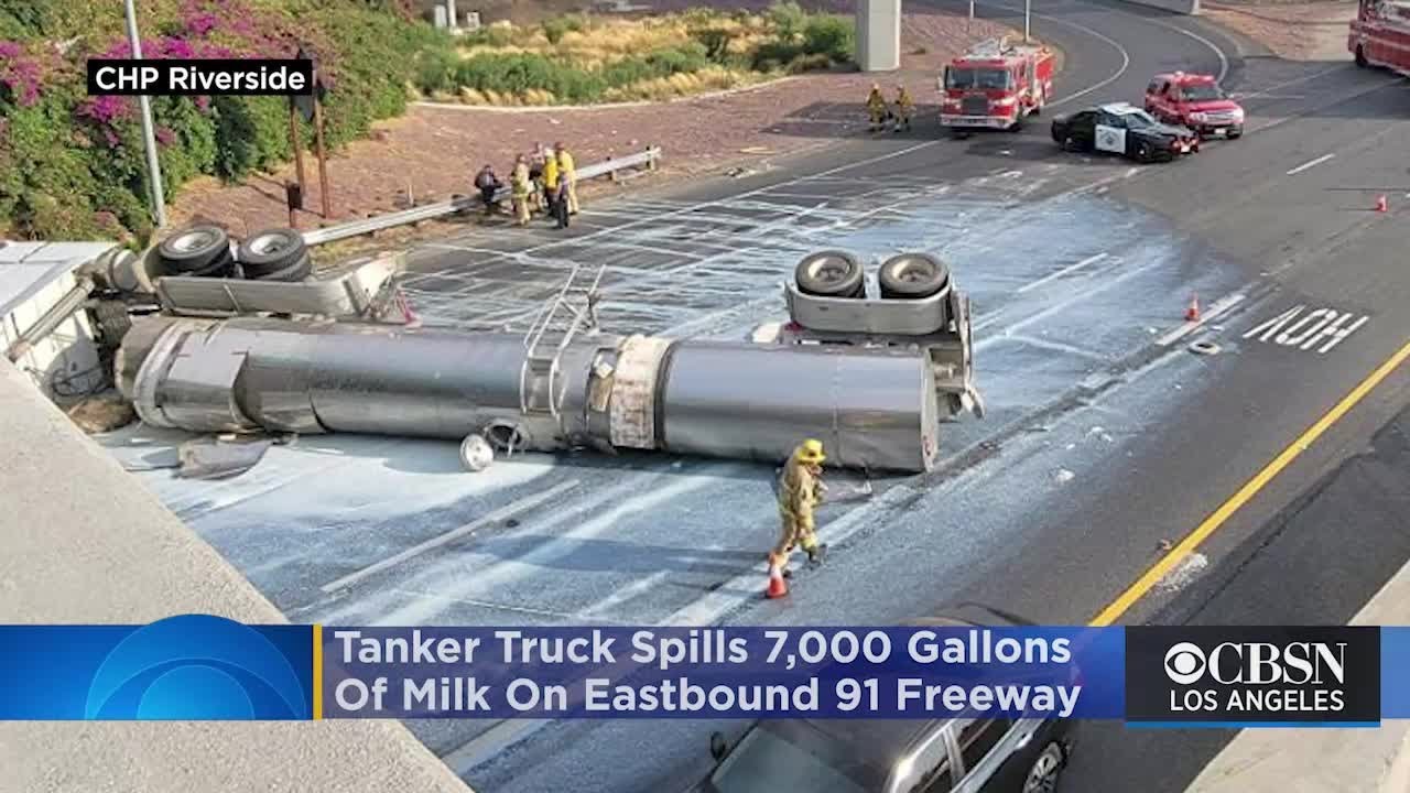 Tanker Truck Spills 7,000 Gallons Of Milk, Shutting Down Eastbound 91 ...