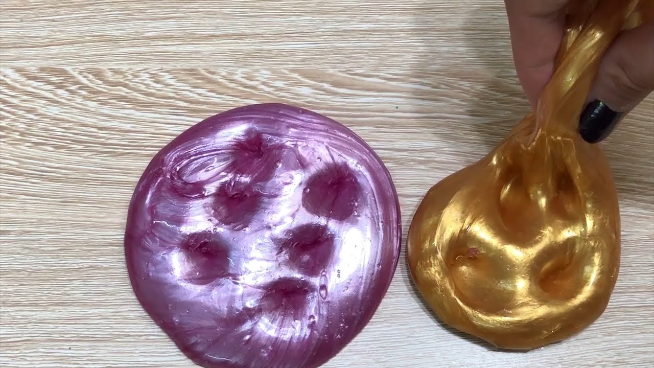 DIY Metallic Slimes! Pink, Gold, Crunchy Slimes! - YouTube