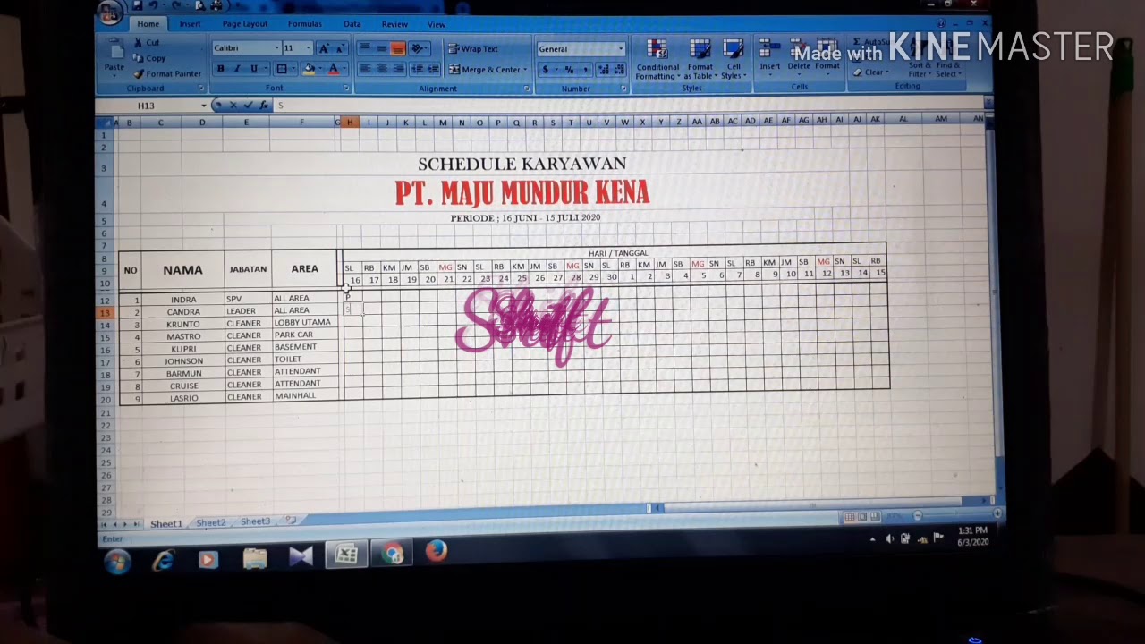 Tutorial Membuat Schedule/Jadwal Excel - YouTube