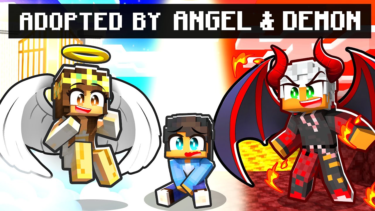 Adopted by ANGEL/DEMON FAMILY in Minecraft! - YouTube