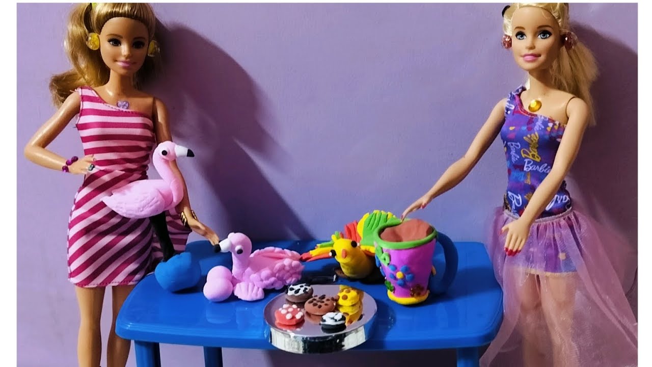Barbie special clay use activities 🧢 🐦🇮🇳👗🦩🦩🪼☕🐟#barbie#craft - YouTube