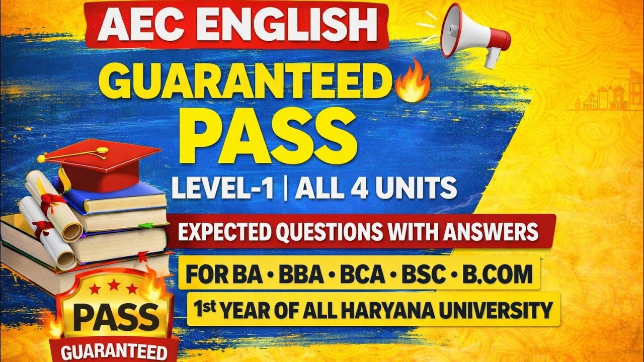 AEC English Guaranteed Pass 🔥 Level-1 | All 4 Units Expected Questions ...