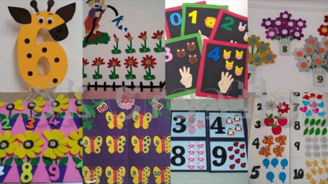 Diy 3D number decoration ideas for preschool | Math corner | Maths wall ...