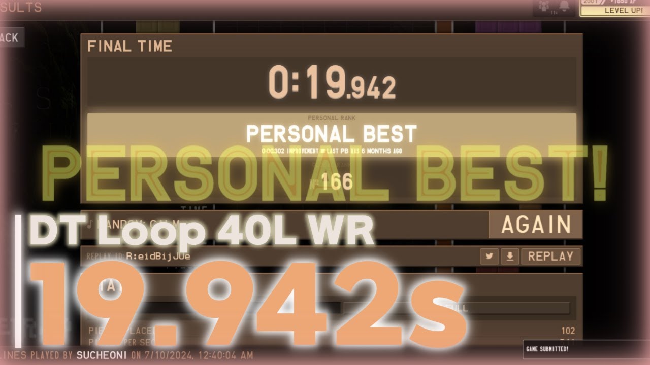 [TETR.IO WR] 40L Sprint 19.942s Using New DT PC Loop - YouTube