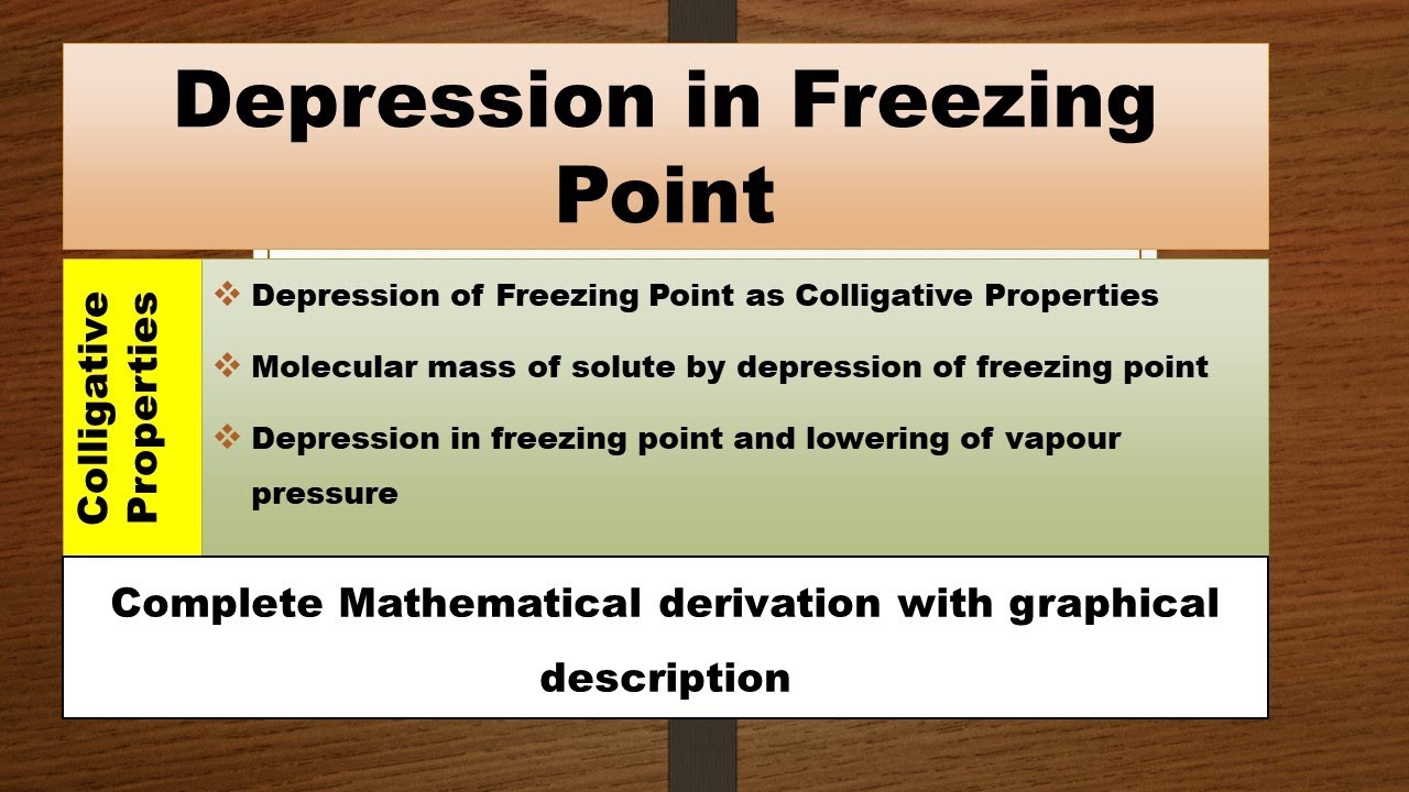 Depression in freezing point // Colligative Properties - YouTube