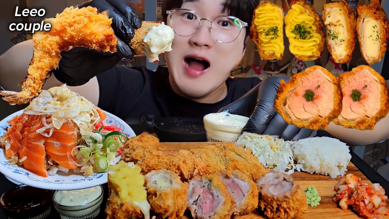[SUB][ASMR]Pork cutlets | Salmon rice bowl MUKBANG 😋 - YouTube
