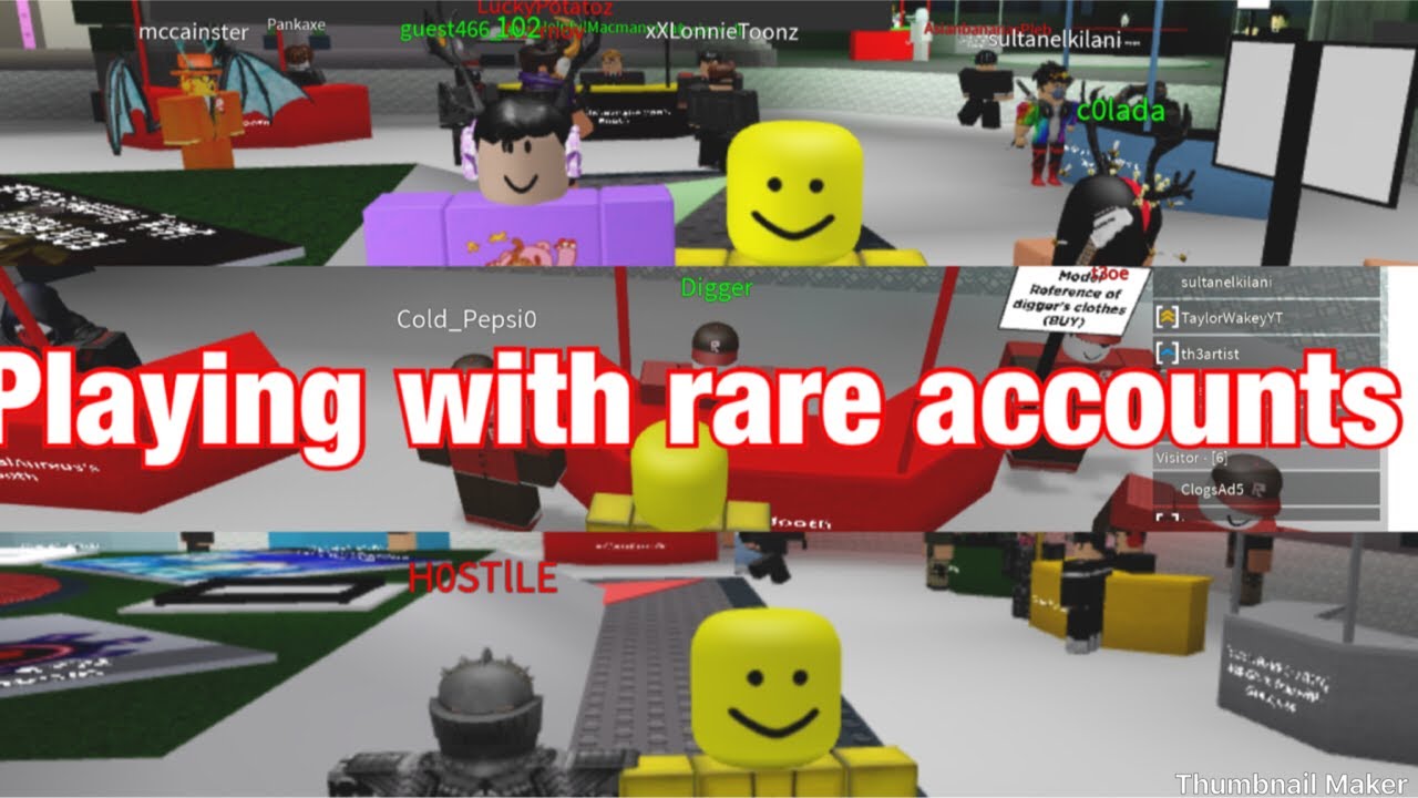 PLAYING ROBLOX WITH LOTS OF OG AND RARE ACCOUNTS - YouTube