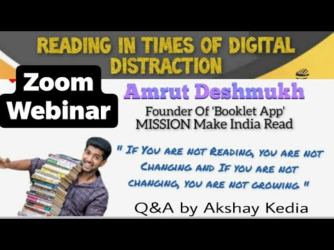 Amrut's take on reading - webinar by Akshay Kedia and Pedal for Joy ...