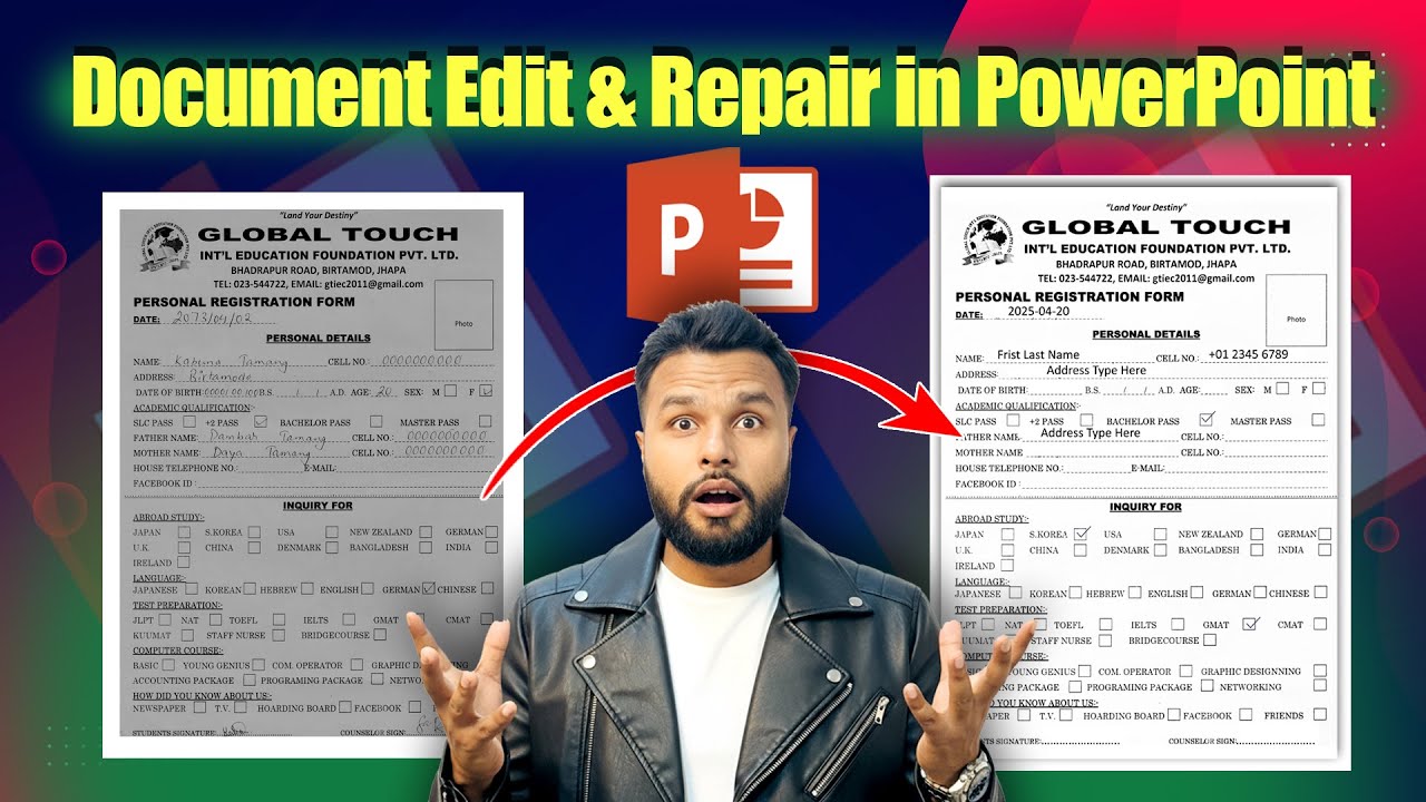 PowerPoint 2025 Tutorial | Damage Photo Repair, Text Edit & Background ...