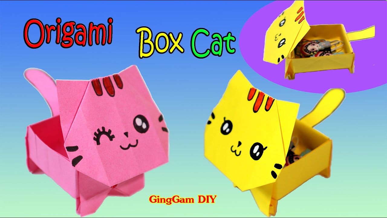 Origami Cat Box - พับกล่องแมวใส่ของได้น่ารัก - YouTube