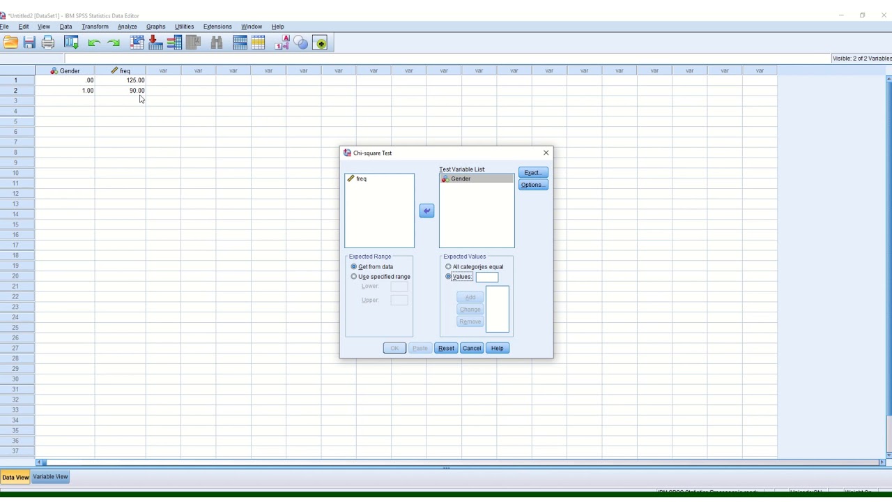 Performing Chi-squared tests in SPSS using total frequencies - YouTube