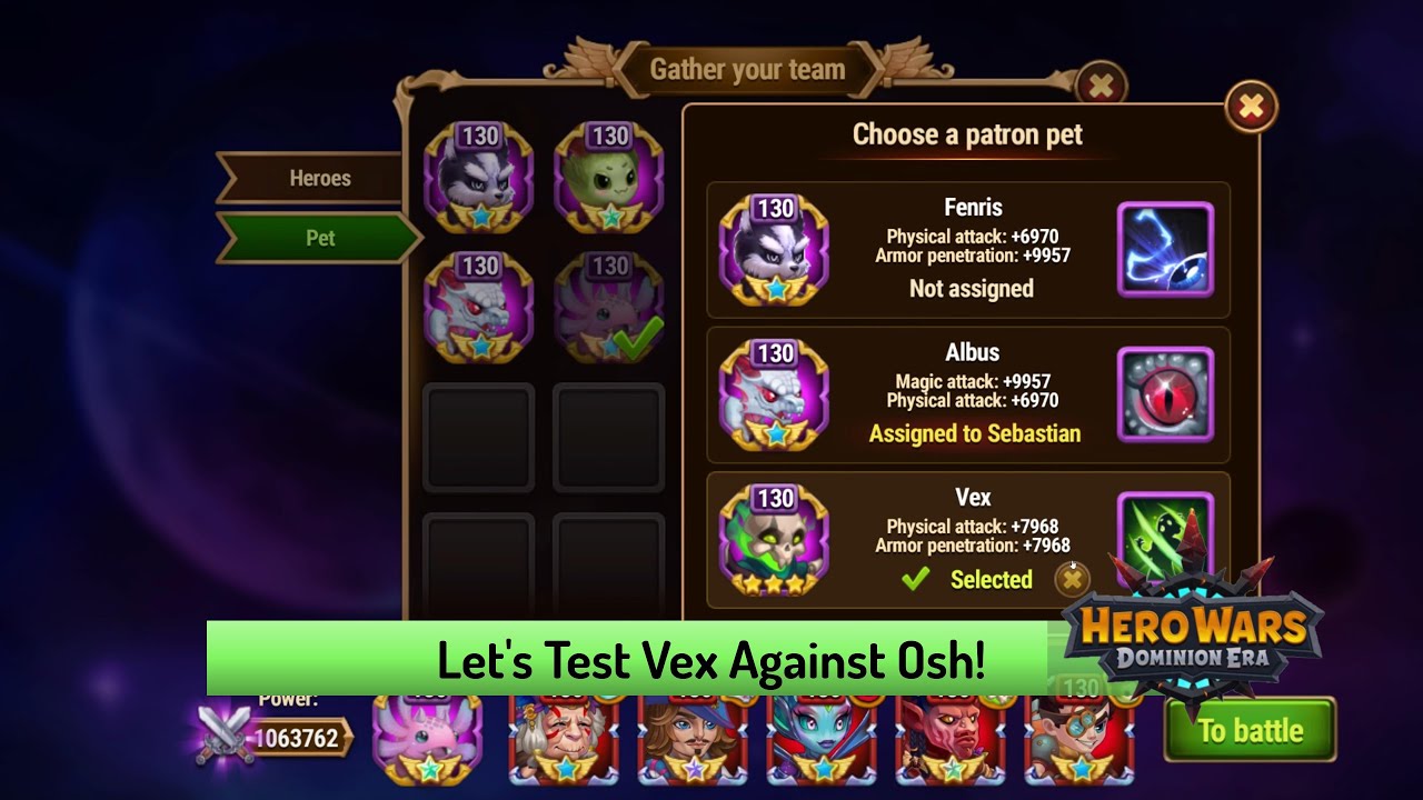 Testing Vex Patronage Versus Osh, the Eternal Keeper — Hero Wars ...
