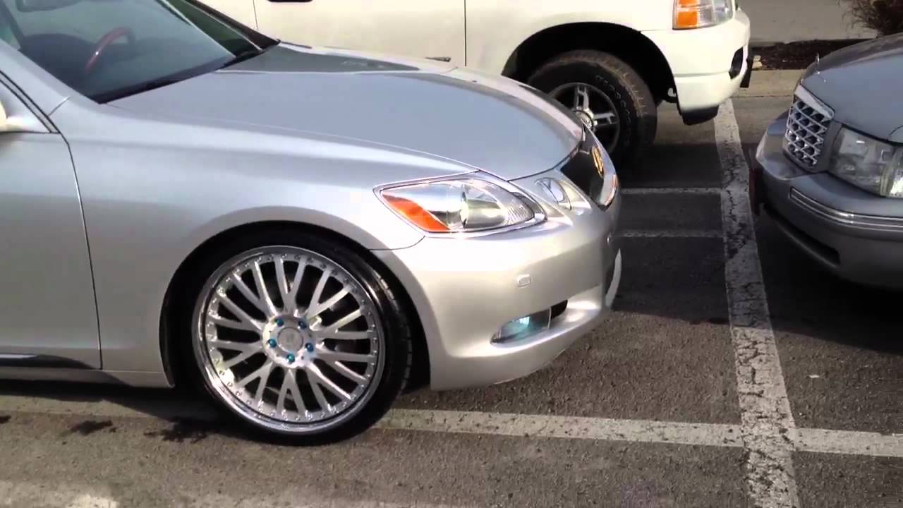 Gs430 on staggered wheels modular society jic magic exhaust - YouTube