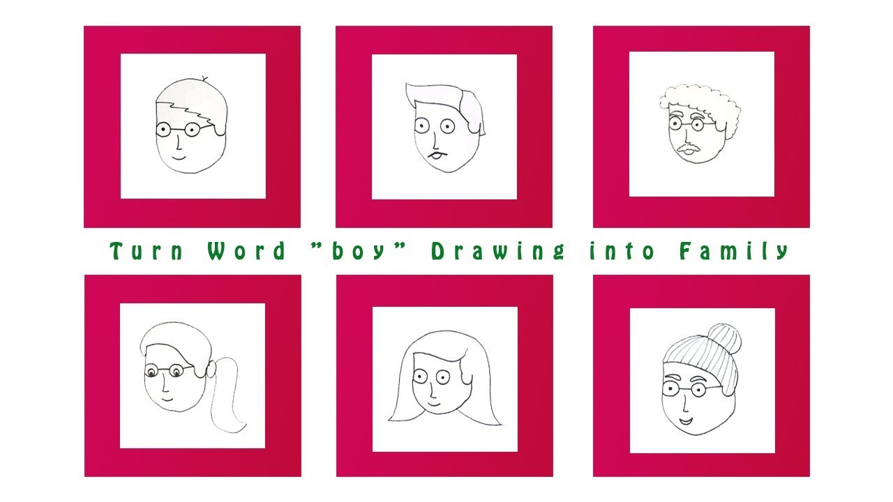 Turn Word "boy" Drawing into Family || Word Drawing || Word Family ...