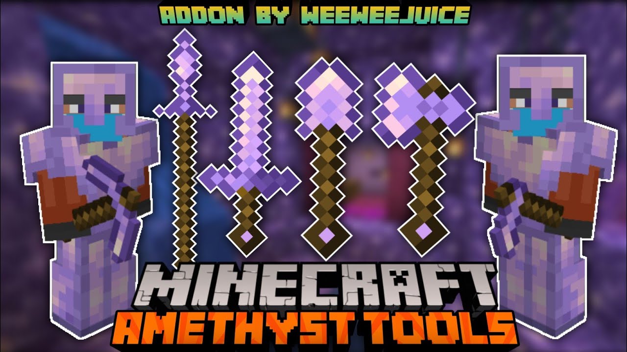Minecraft Pe Mod - Amethyst Armor, Tools and Spear Addon [1.19 Support] Craftable Tools And ...