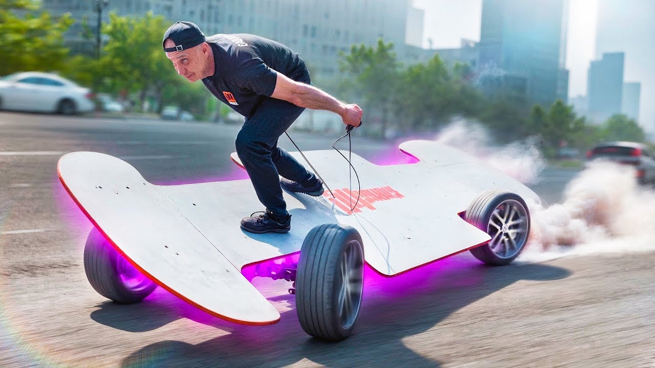 We make an enormous motorized skateboard out of Lada parts - YouTube