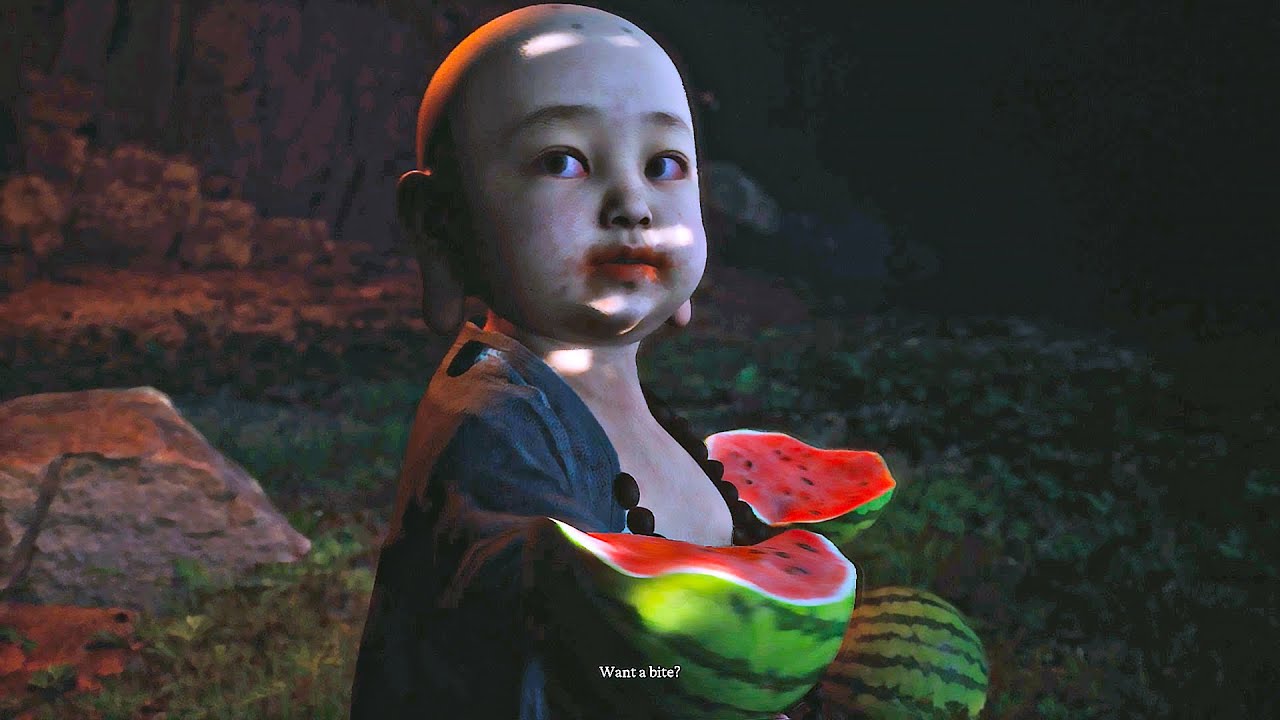 The Buddha Kid Eating Watermelon Cutscene - YouTube