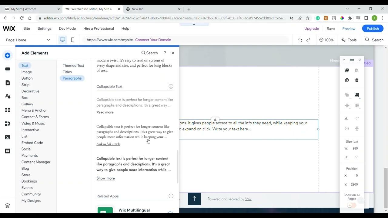 Collapsible Text In Wix | Wix Tutorial - YouTube