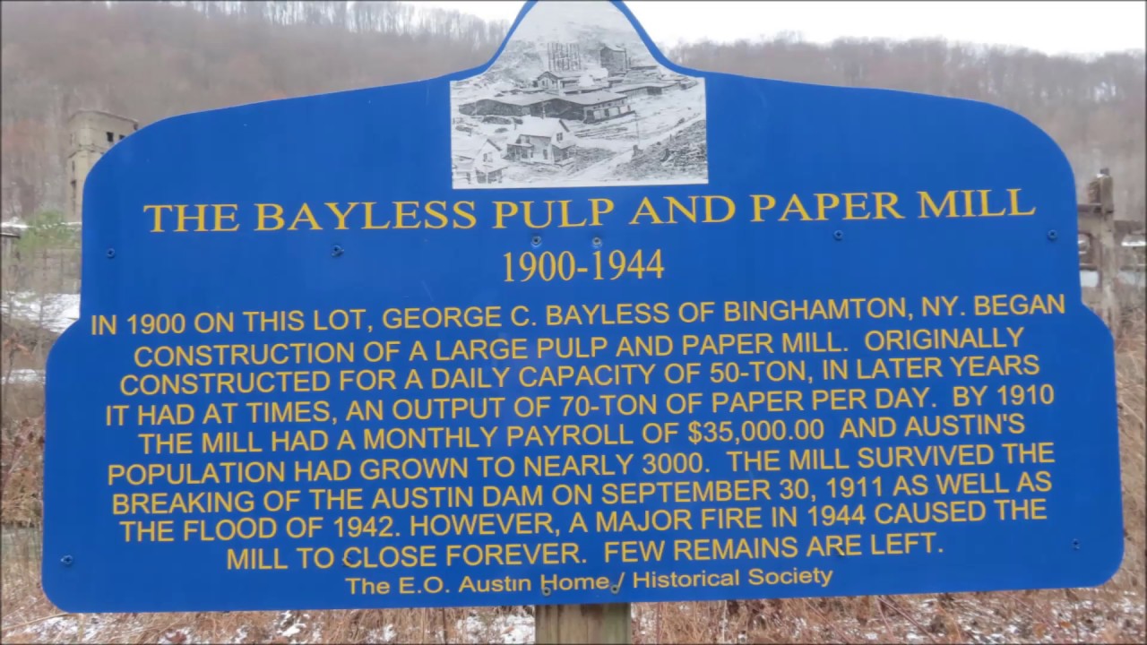 Austin Dam and Bayless Pulp and Paper Mill - YouTube