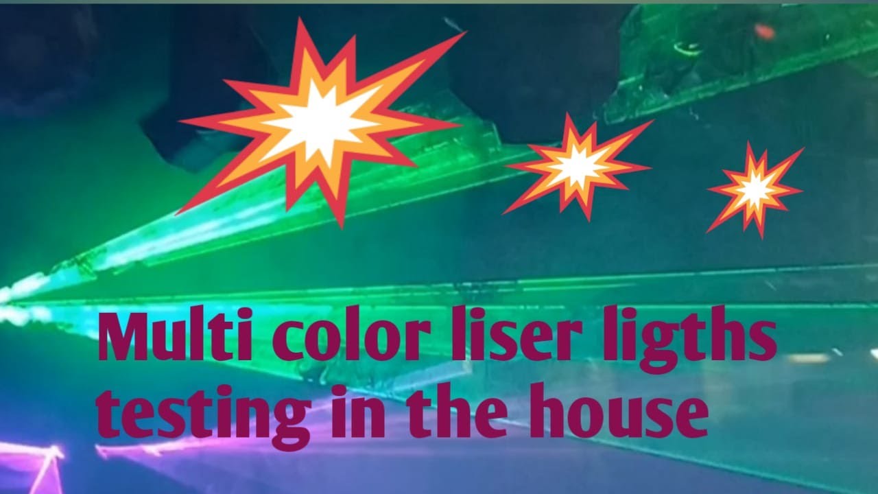 Multi color liser ligths testing in the house - YouTube