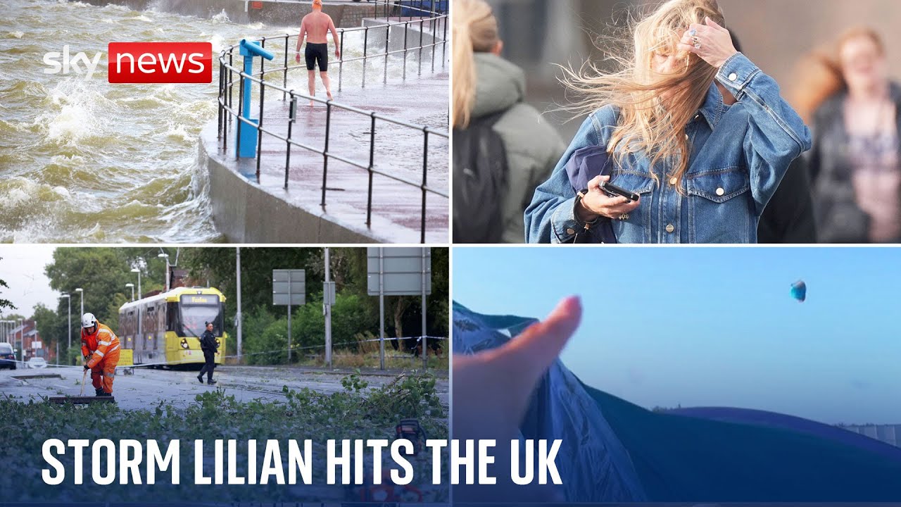 Storm Lilian brings heavy rain and 70mph winds - YouTube