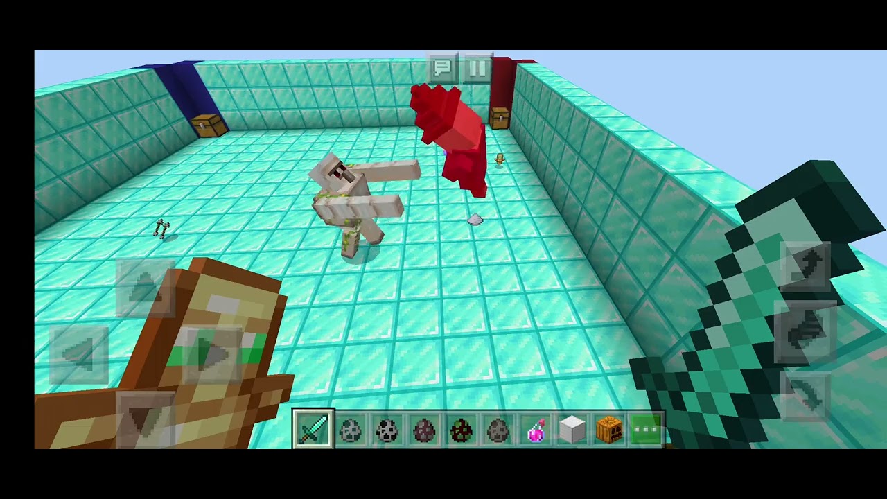 1 iron golem vs 1 vindicator 1 evoker 1 pillager 1 witch and 1 ravager ...